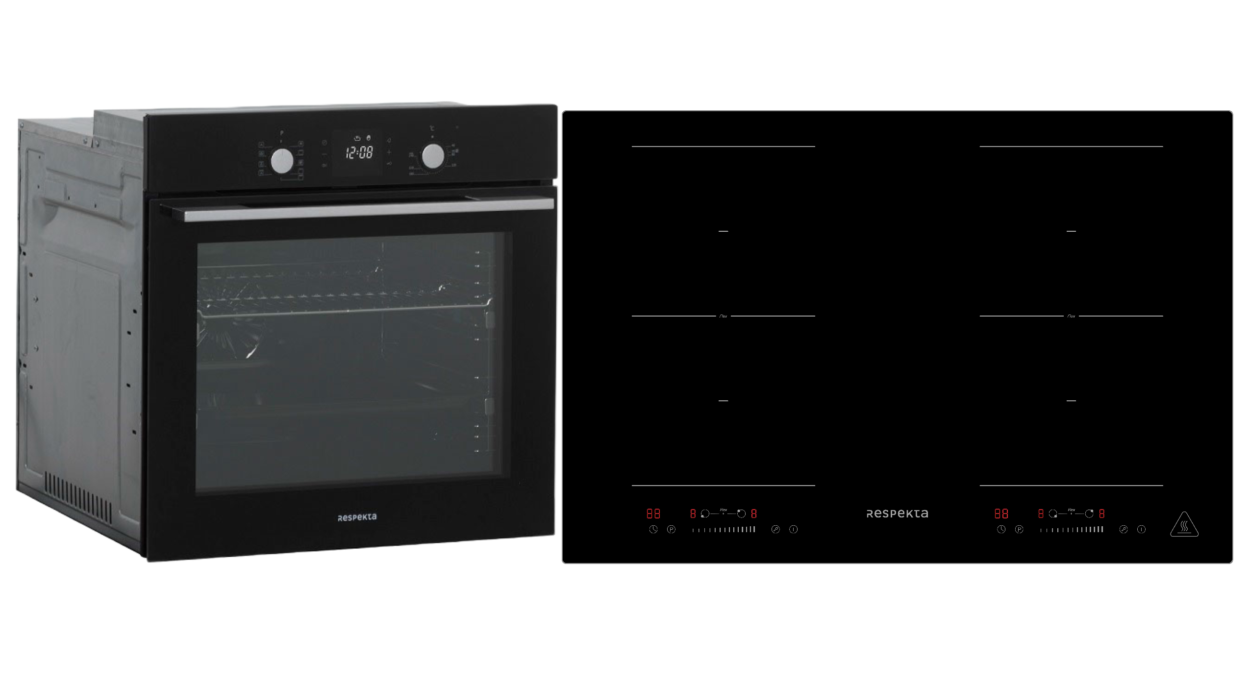 Backofen Herd Kochfeld Herdset Induktion 77cm Timer 2 Flexzonen Slider Respekta | 178548914