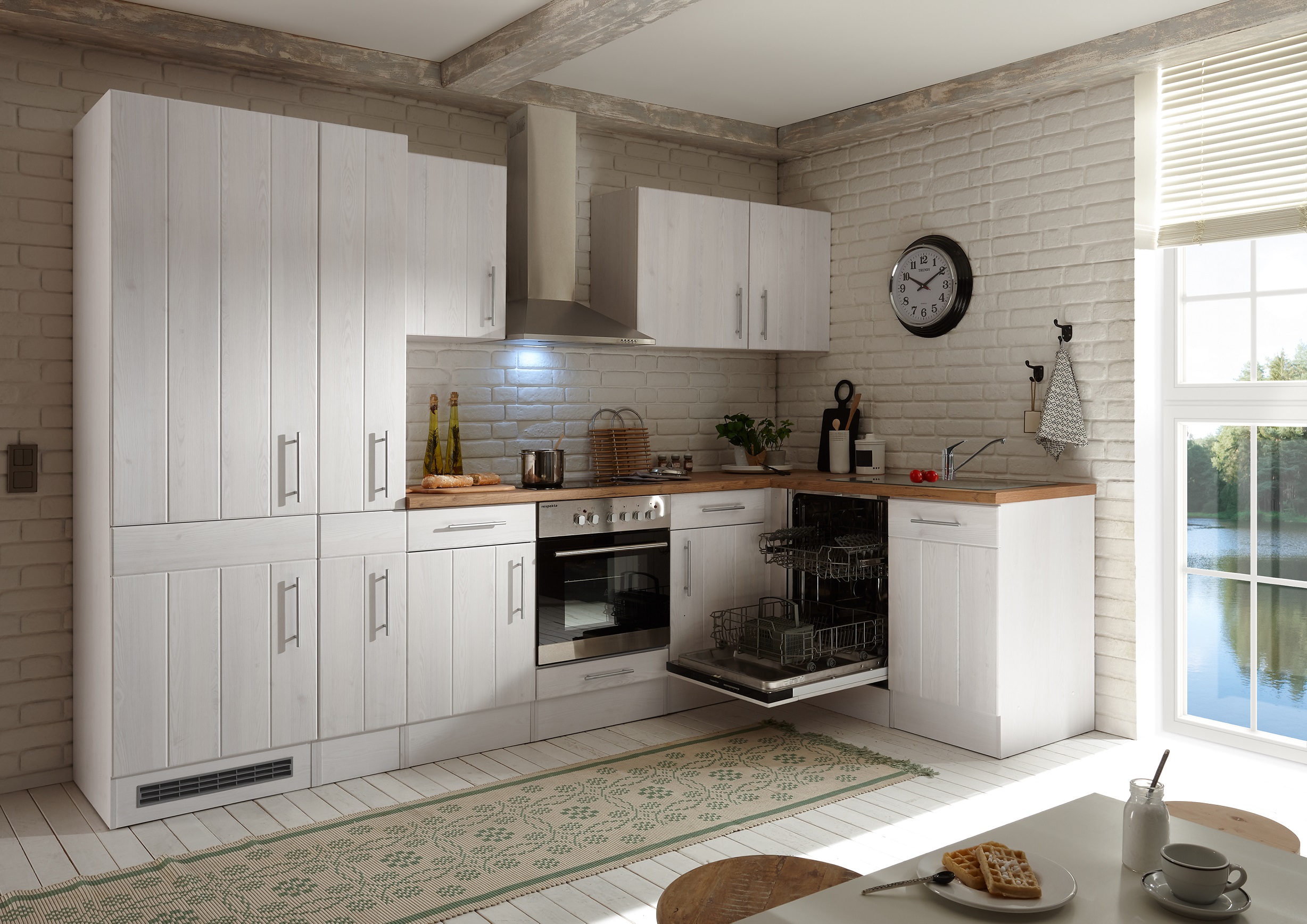 Angle kitchen country house kitchen unit fitted kitchen L-shape kitchen ...
